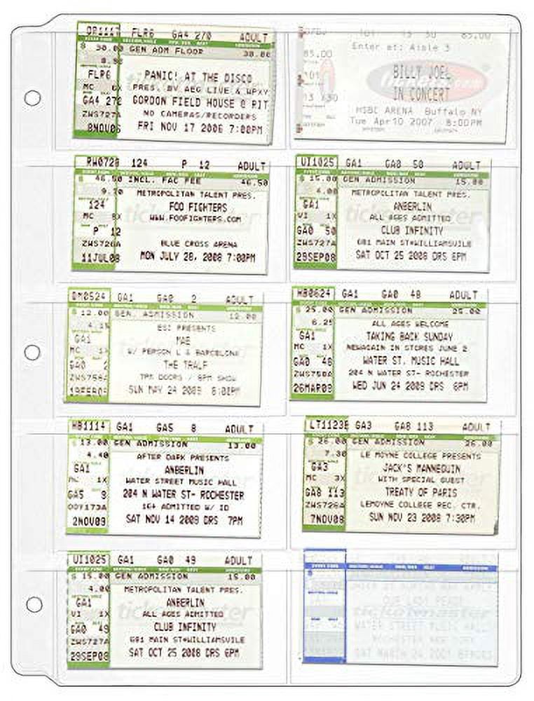 StoreSMART Ticket & Stub Binder Page - 10 Pockets per Page - 20-Pack ...