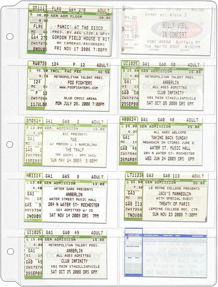 StoreSMART Ticket & Stub Binder Page - 10 Pockets per Page - 25-Pack ...