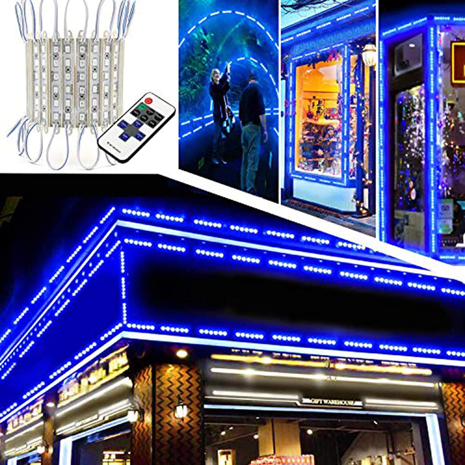 Storefront Lights, 40 FT 80 Pieces Blue Store Window LED Lighting 4 ...