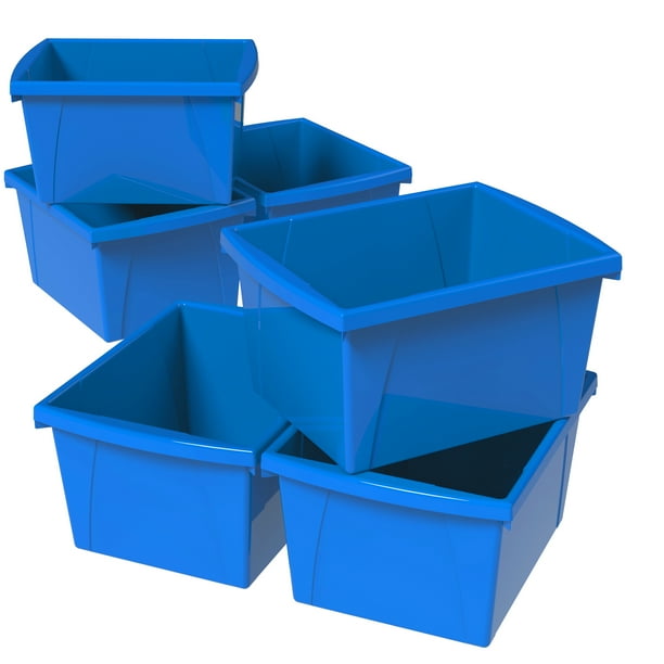 Storex 4 Gallon Plastic Storage Bin for Kids, Letter Size, Blue, 6-Pack ...