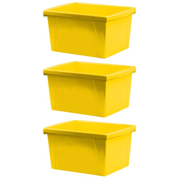 Storex 4 Gallon Storage Bin, Yellow, Pack of 3 - Walmart Business Supplies