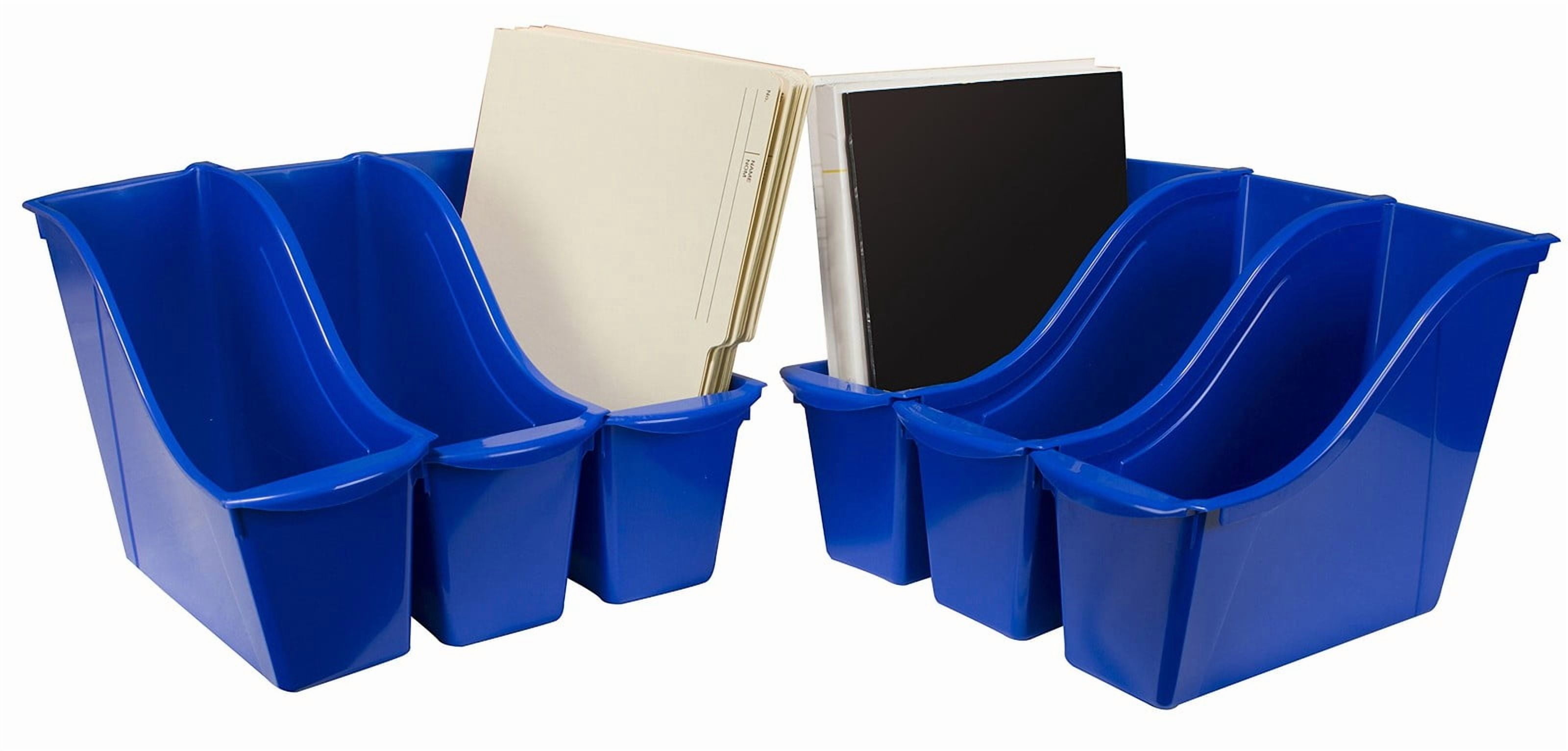 Storex 6 Pack Blue Book Bins Letter Size Storage Container with Handles ...
