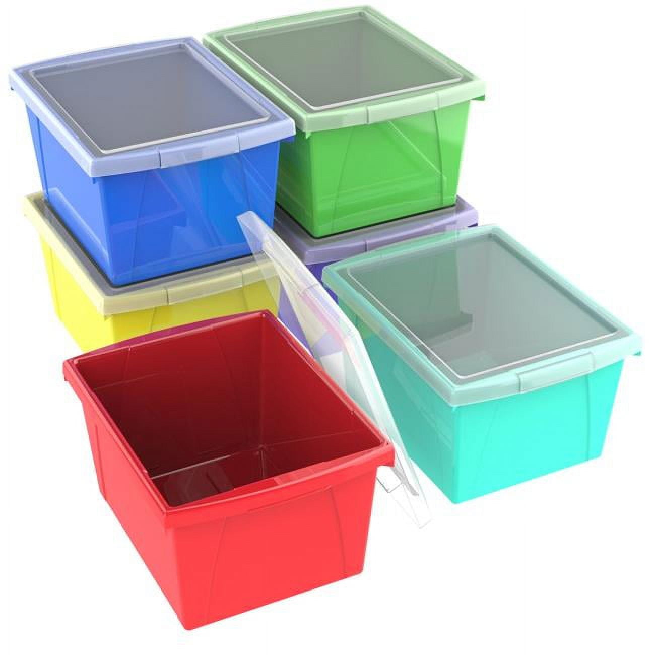 Storex Classroom Storage Bin with Lid, 4 Gallon Capacity, Assorted ...