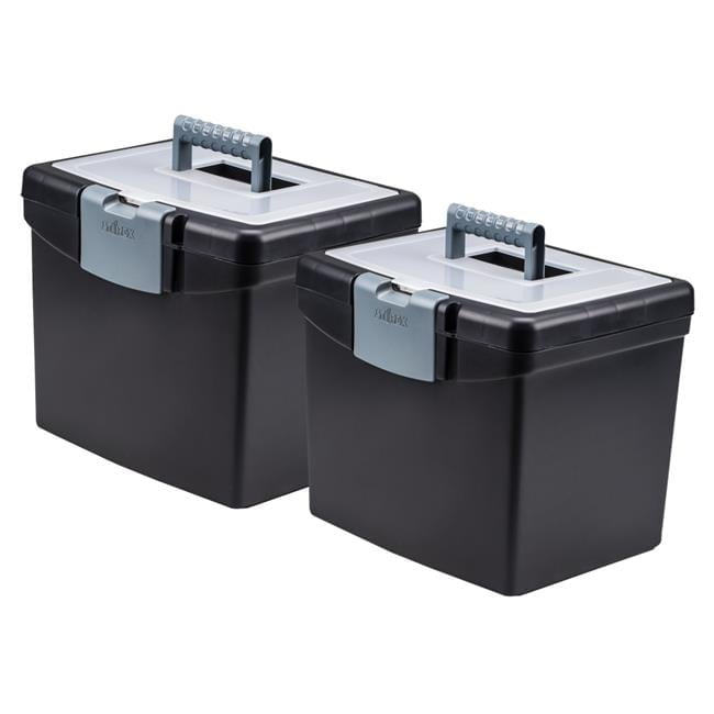 Storex 61504B02C File Storage Box with Extra Large Storage Lid, Black ...