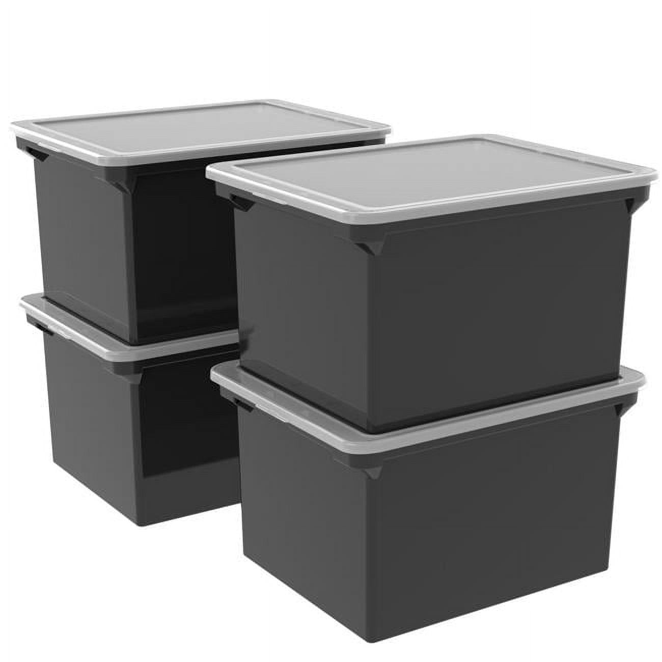 Storex 61528U04C Letter & Legal Portable File Tote with Lid, Black ...