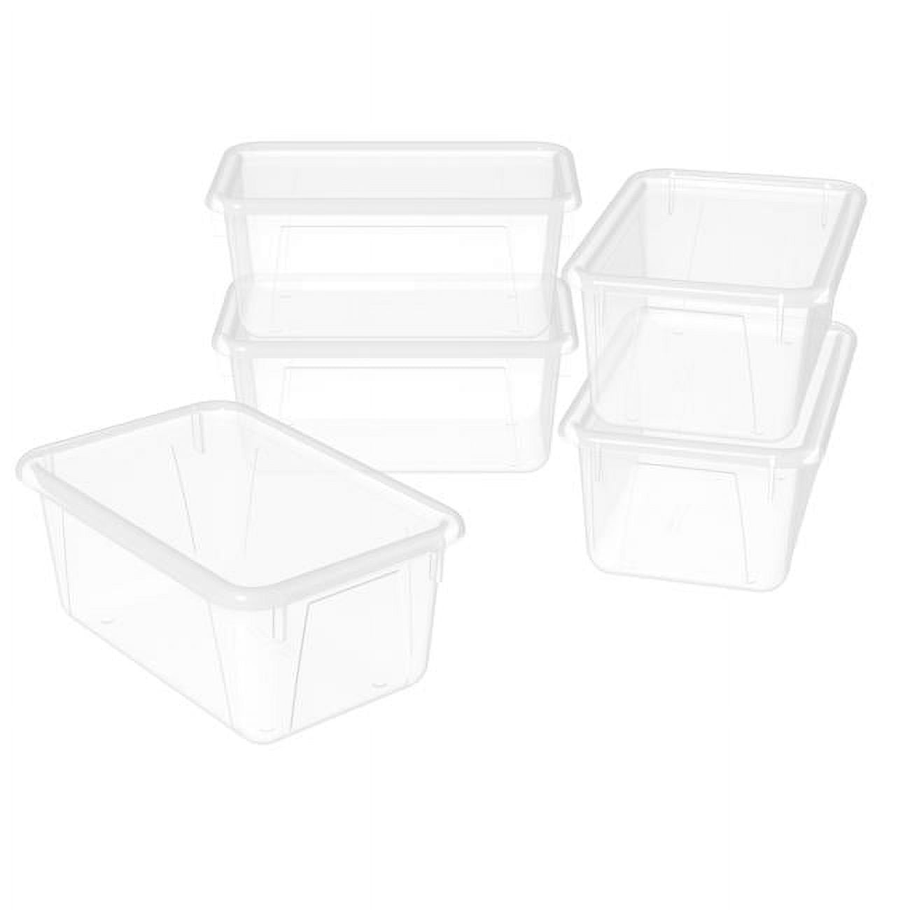 Storex 62436U05C Small Cubby Bin with Cover, Translucent - Pack of 5 ...