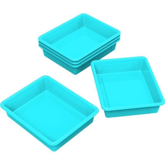 Storex 62522U05C Letter Size 10 x 13 x 3 in. Flat Storage Tray, Teal ...