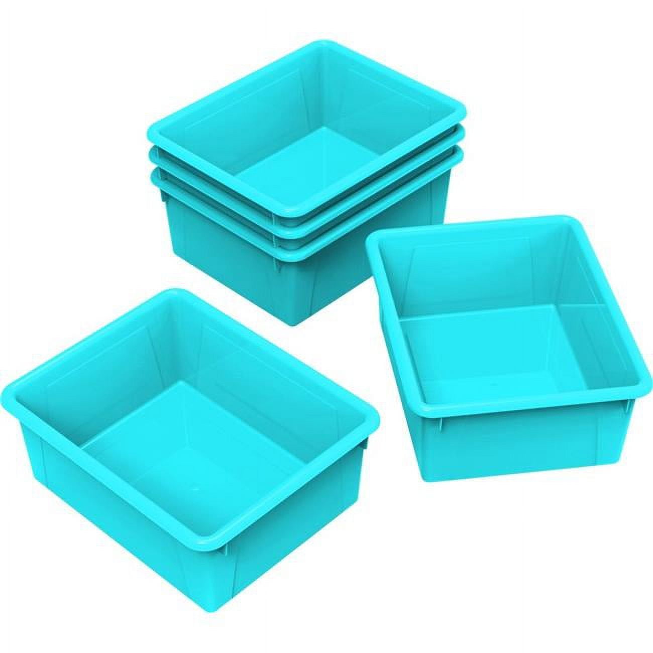 Storex 62529U05C Letter Size 10 x 13 x 5 in. Deep Storage Tray, Teal ...