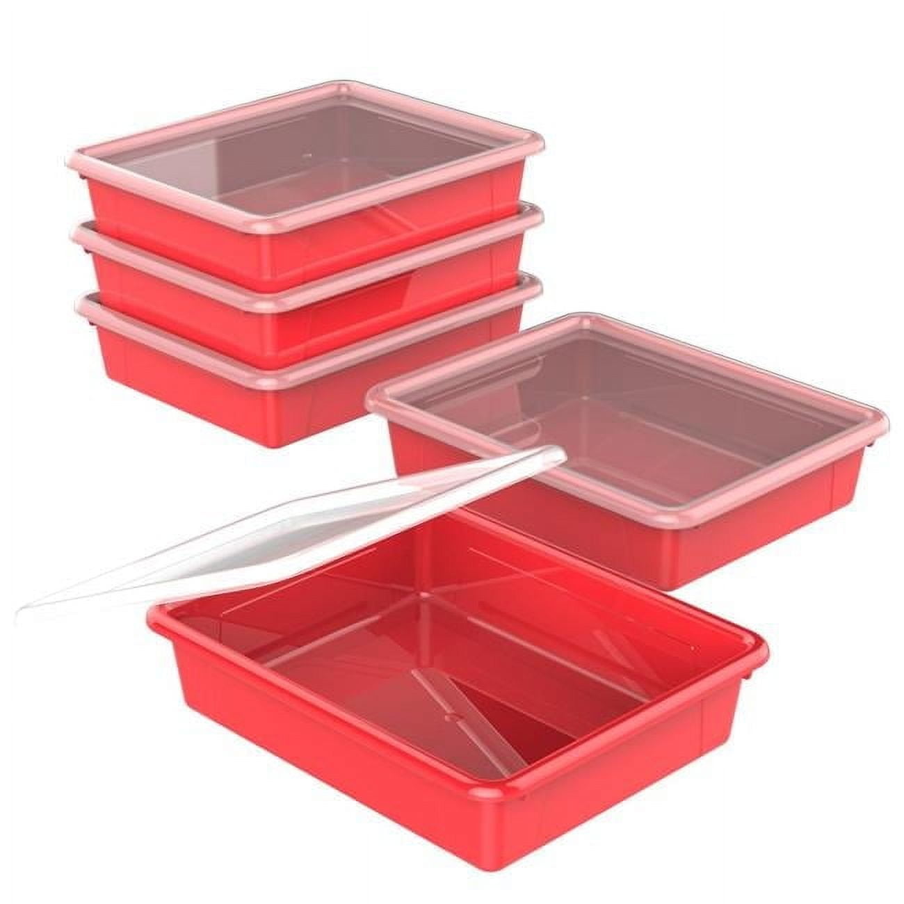 Storex 62537U05C Letter Size 10 x 13 x 3 in. Flat Storage Tray with Lid ...