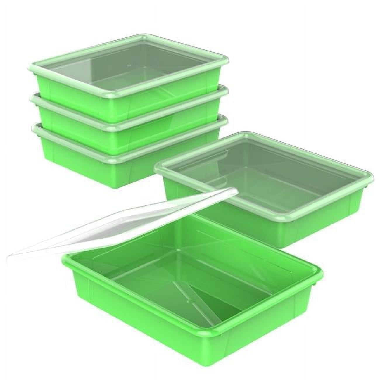 Storex 62539U05C Letter Size 10 x 13 x 3 in. Flat Storage Tray with Lid ...