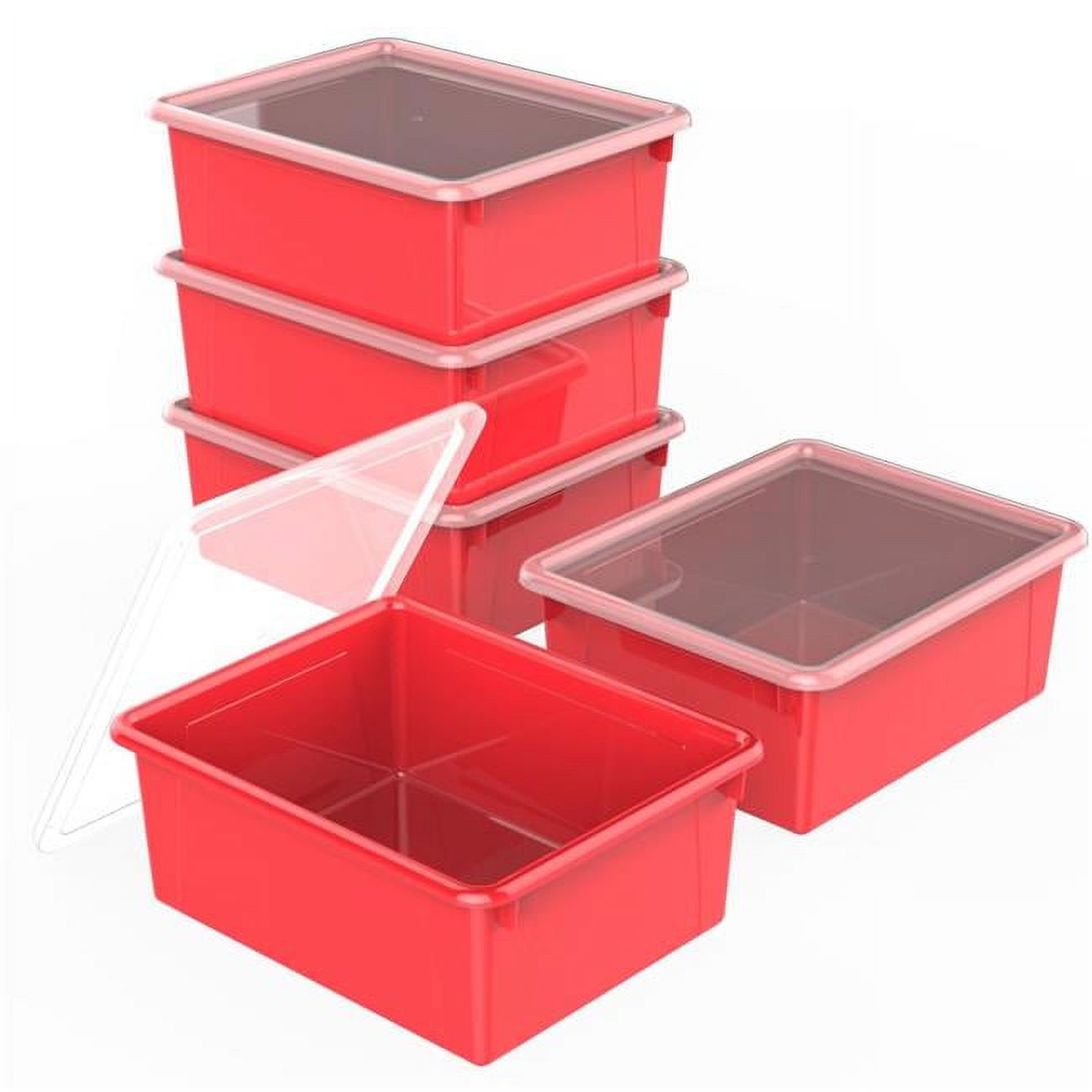 Storex 62545U05C Letter Size 10 x 13 x 5 in. Deep Storage Tray with Lid ...