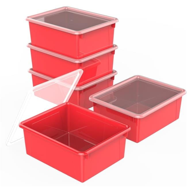 Storex 62545U05C Letter Size 10 x 13 x 5 in. Deep Storage Tray with Lid ...
