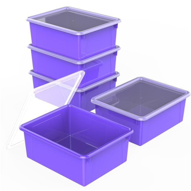 Storex 62548U05C Letter Size 10 x 13 x 5 in. Deep Storage Tray with Lid ...