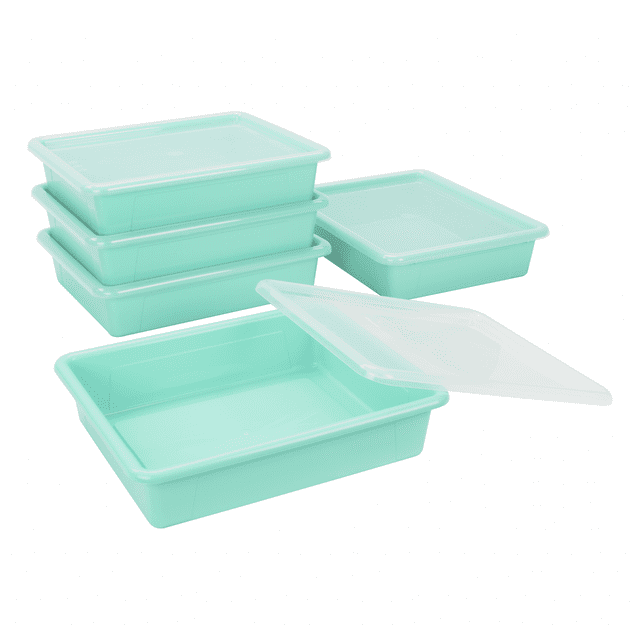 Storex Flat Storage Tray with Lid, Letter Size, 10 x 13 x 3 Inches ...