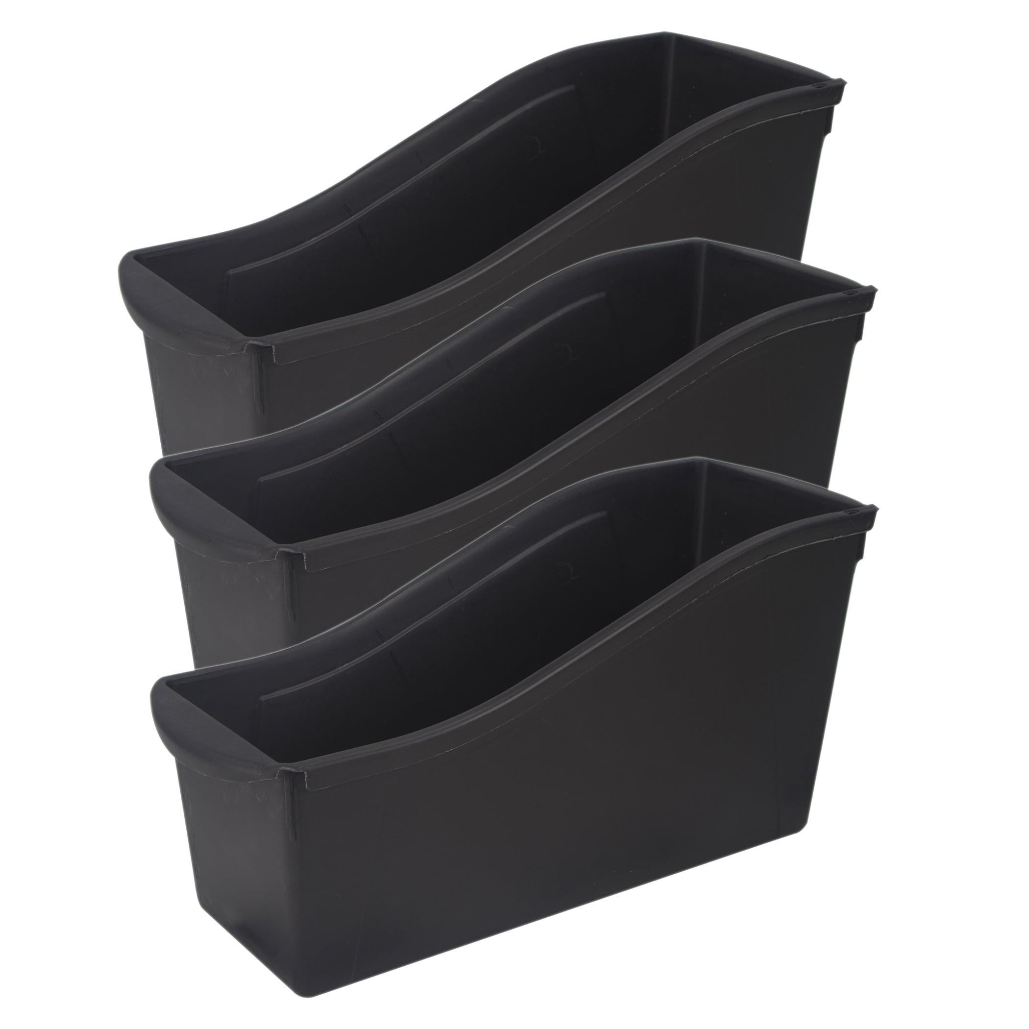 Storex Large Book Bin, 7"H x 14.3"D x 5.3"W, Black, Pack of 3 - Walmart.com