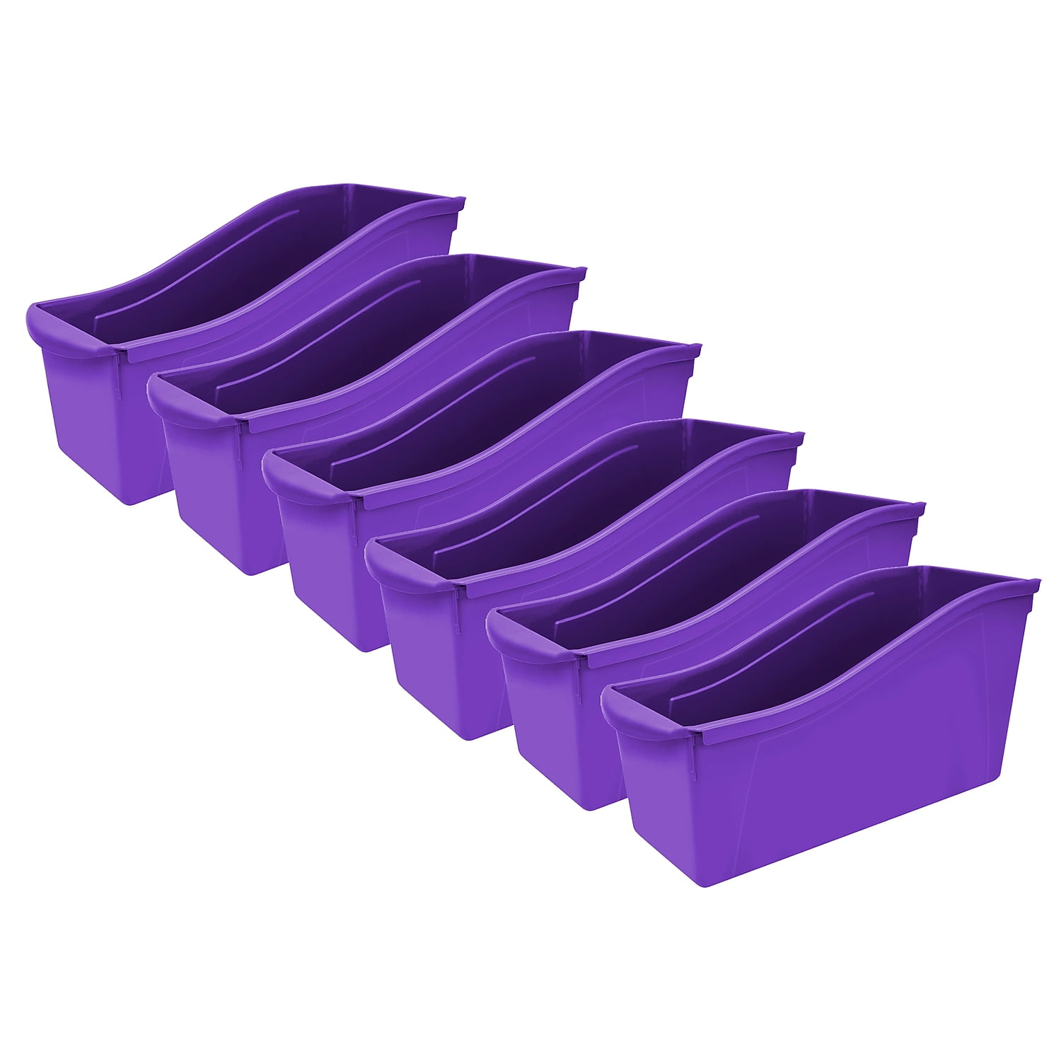 Storex Large Interlocking Book Bin, Pack of 6, Purple Plastic Boxes for ...
