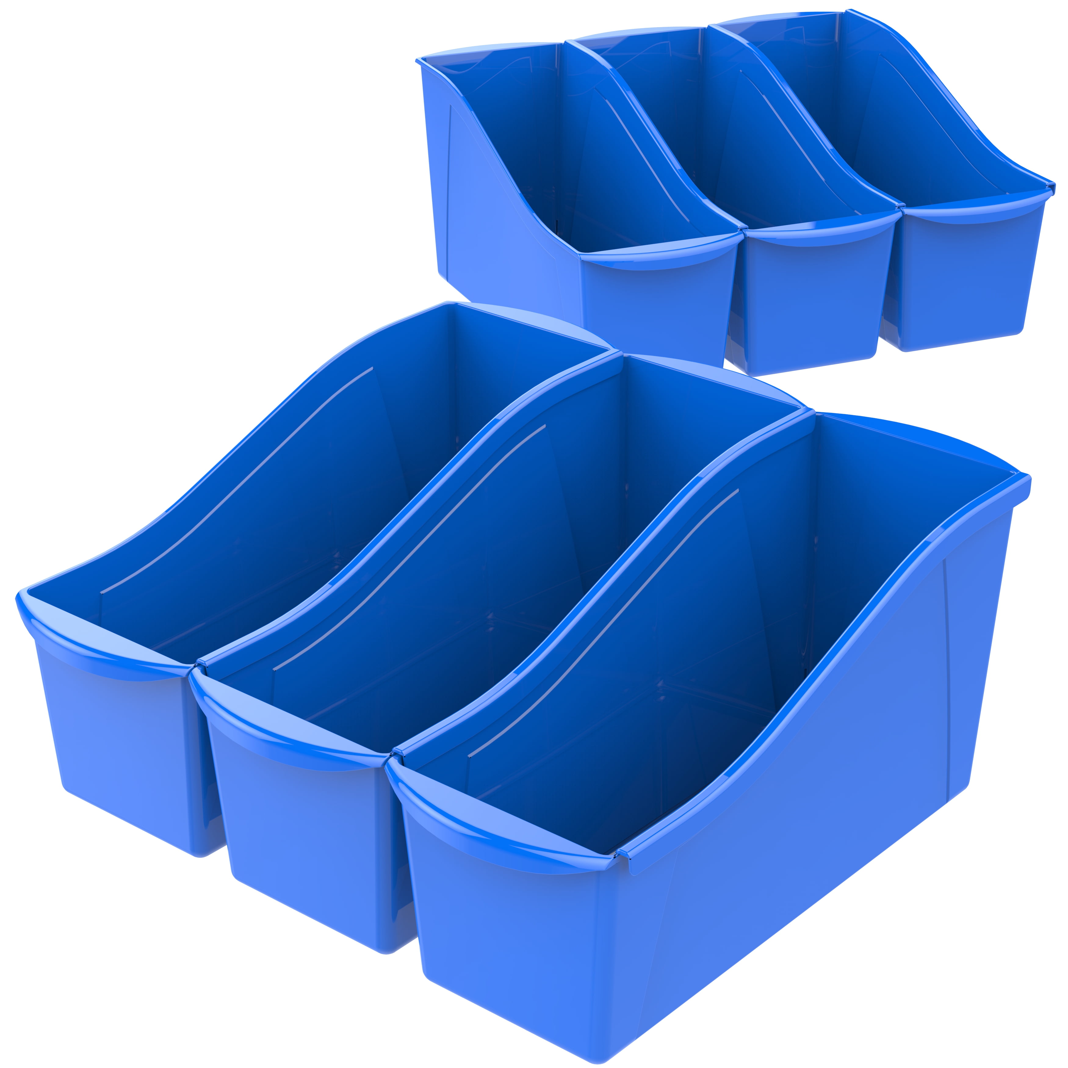 Storex Large Plastic Book Bin, Kids' Paper Storage, Blue, 6-Pack ...
