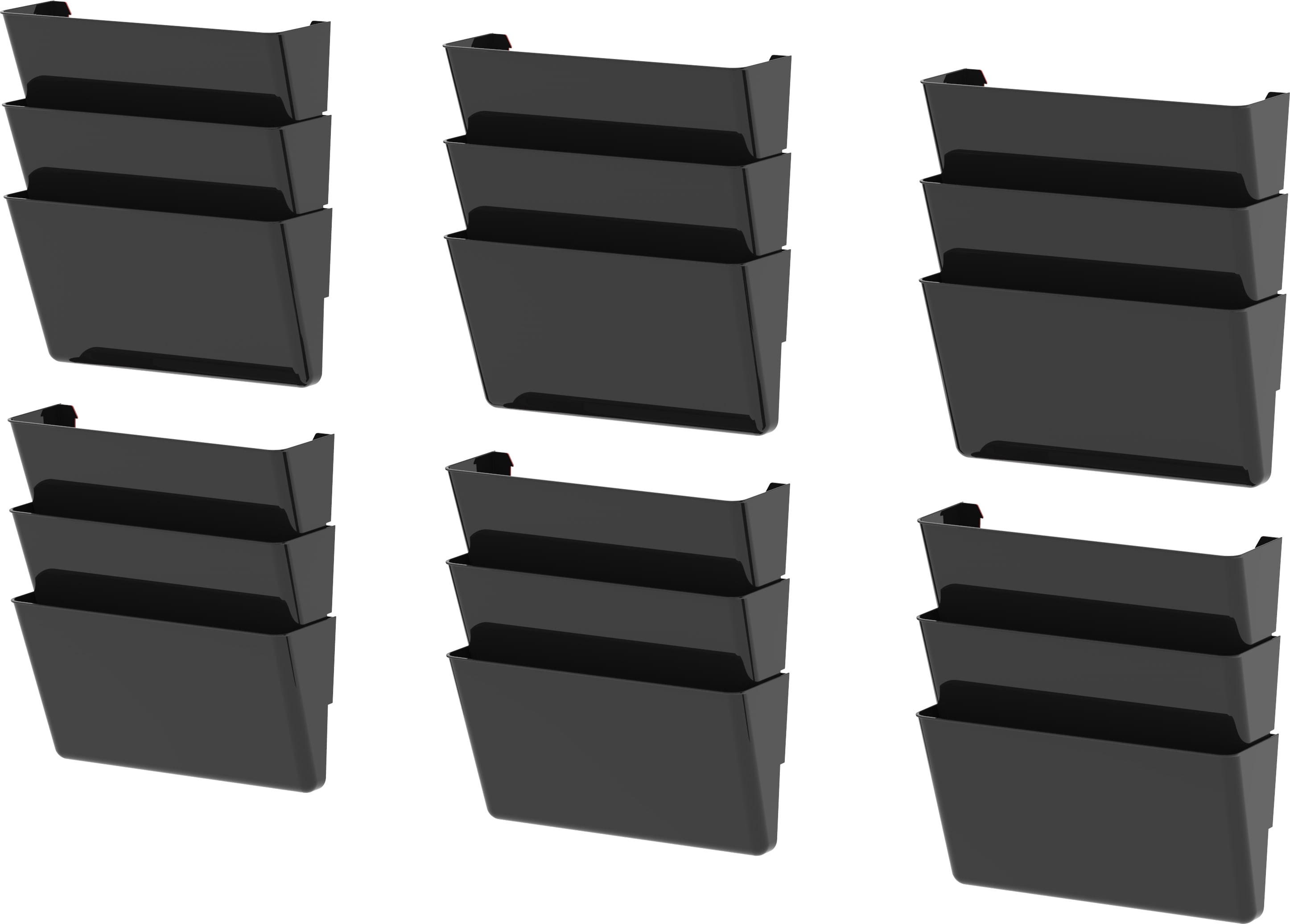Storex Letter-Size Unbreakable Plastic Wall Pocket, Black, Set of 3, 6 ...