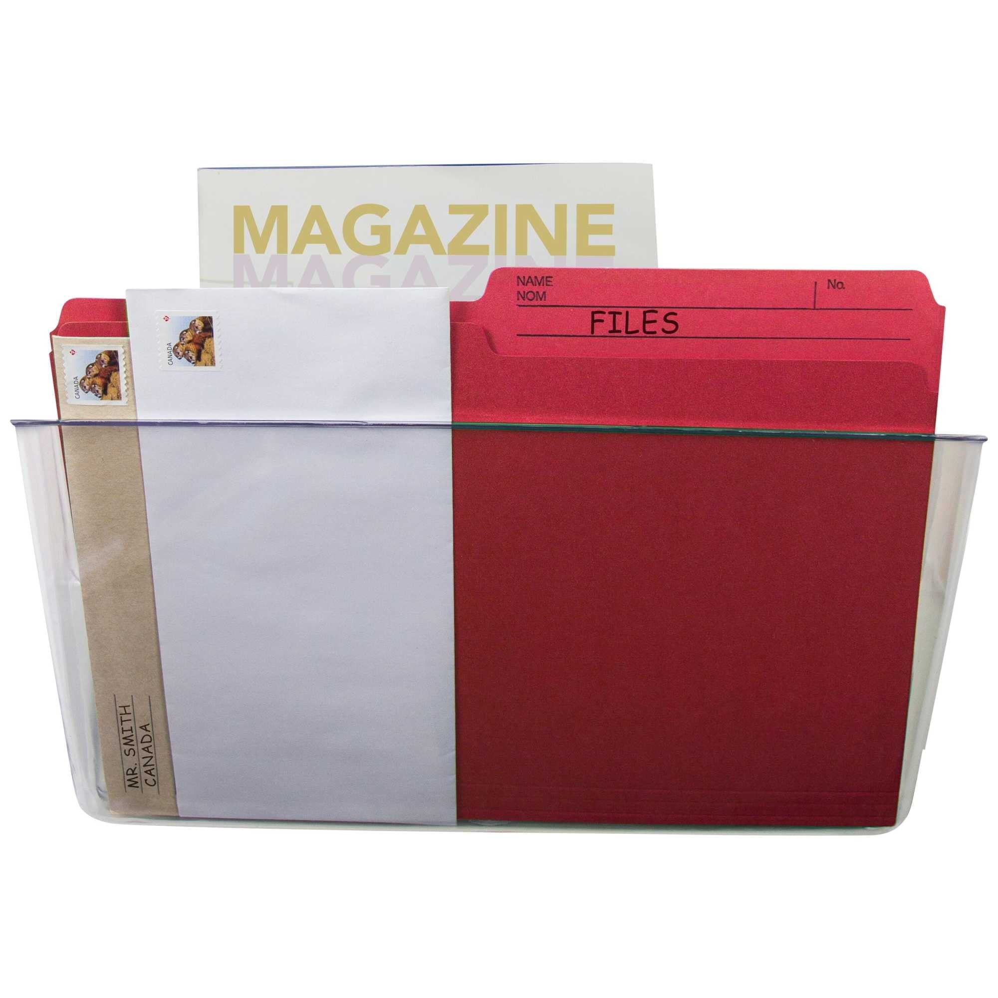 Storex Letter-size Wall Pocket, Plastic File Organizer, Clear, 1-Pack ...