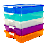 Storex Plastic Project Box for 12 x 12 Paper, Assorted Colors, Case of ...