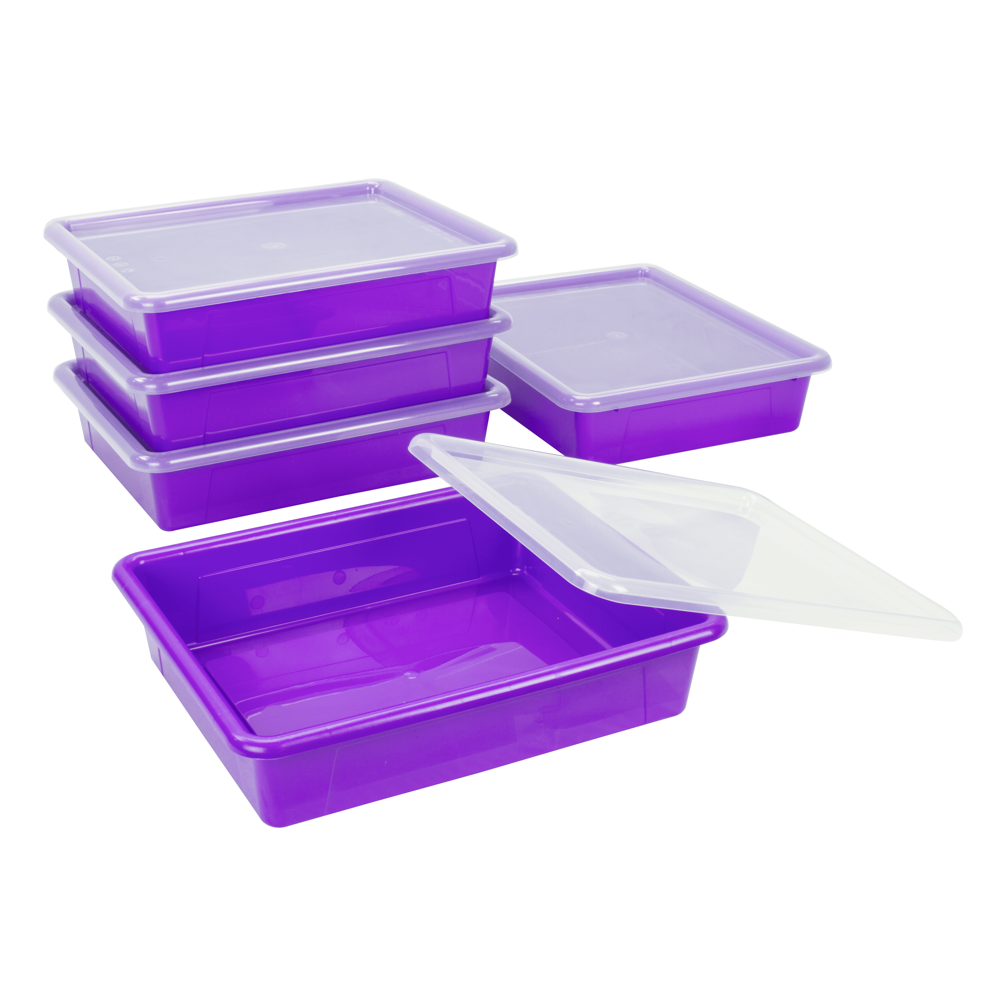 Storex Plastic Storage Tray with Lid, Letter-size Paper Sorter, Violet ...