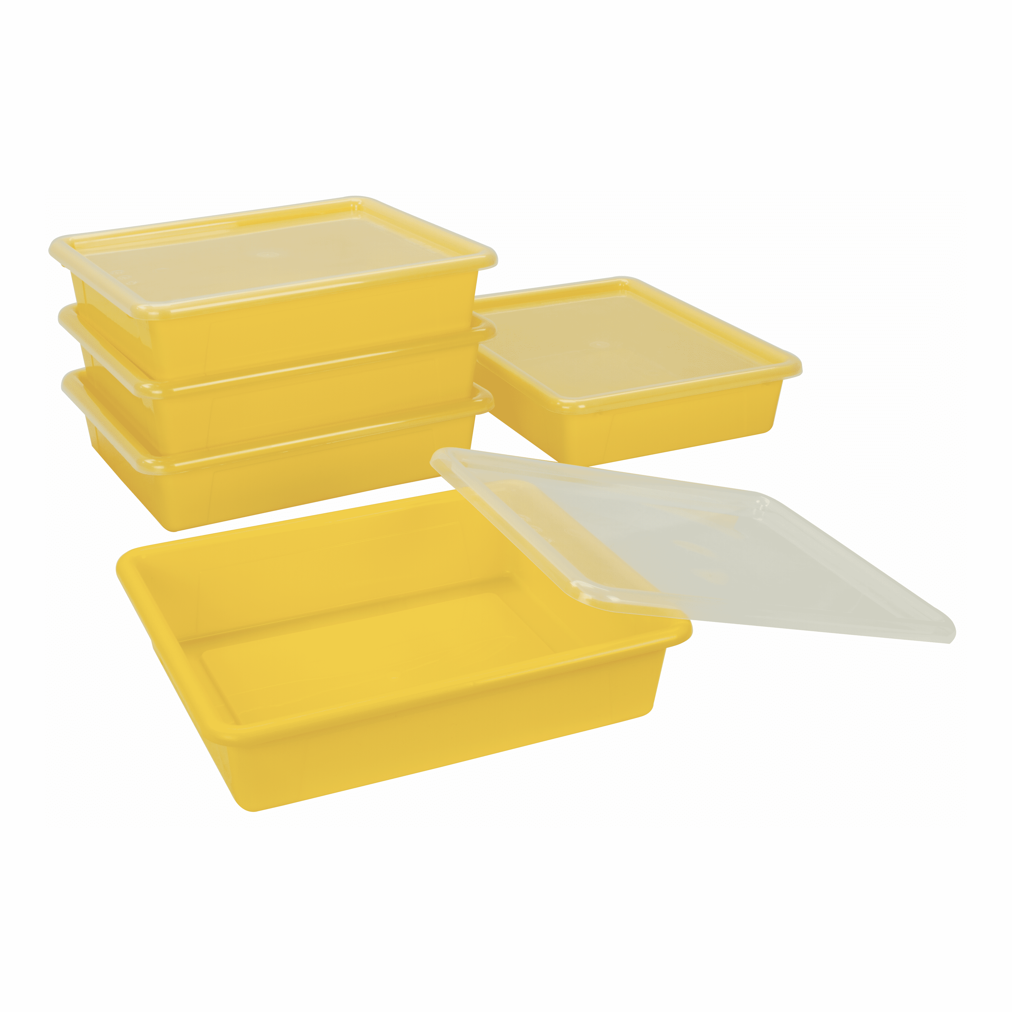 Storex Plastic Storage Tray with Lid, Letter-size Paper Sorter, Yellow ...