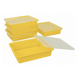 Storex Plastic Storage Tray with Lid, Letter-size Paper Sorter, Yellow ...