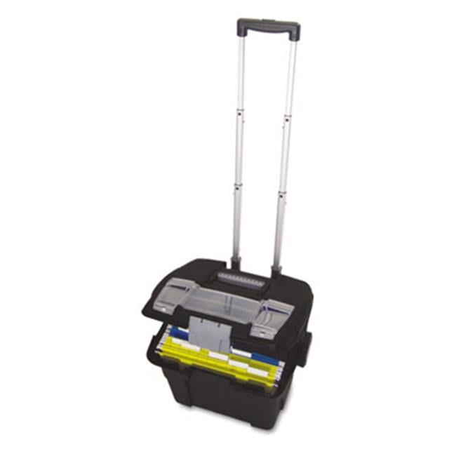 Storex Premium Black File Cart with Organizer Compartment, Durable ...