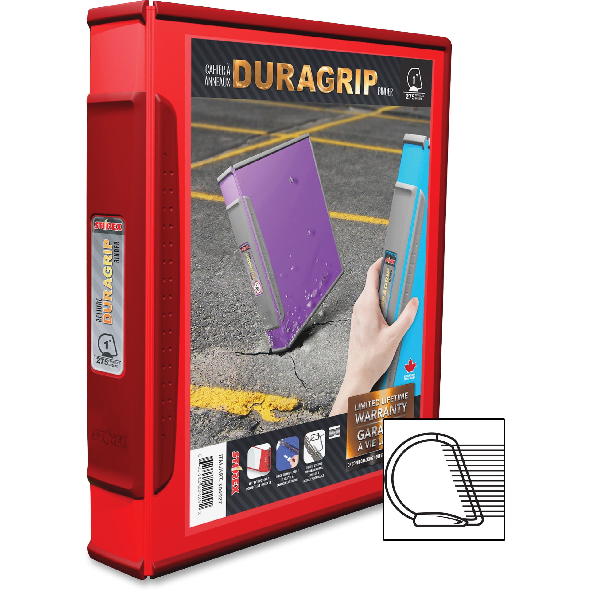 Storex, STX31582B06C, Dura Grip D-ring White View Binders, 1 Each, Red ...