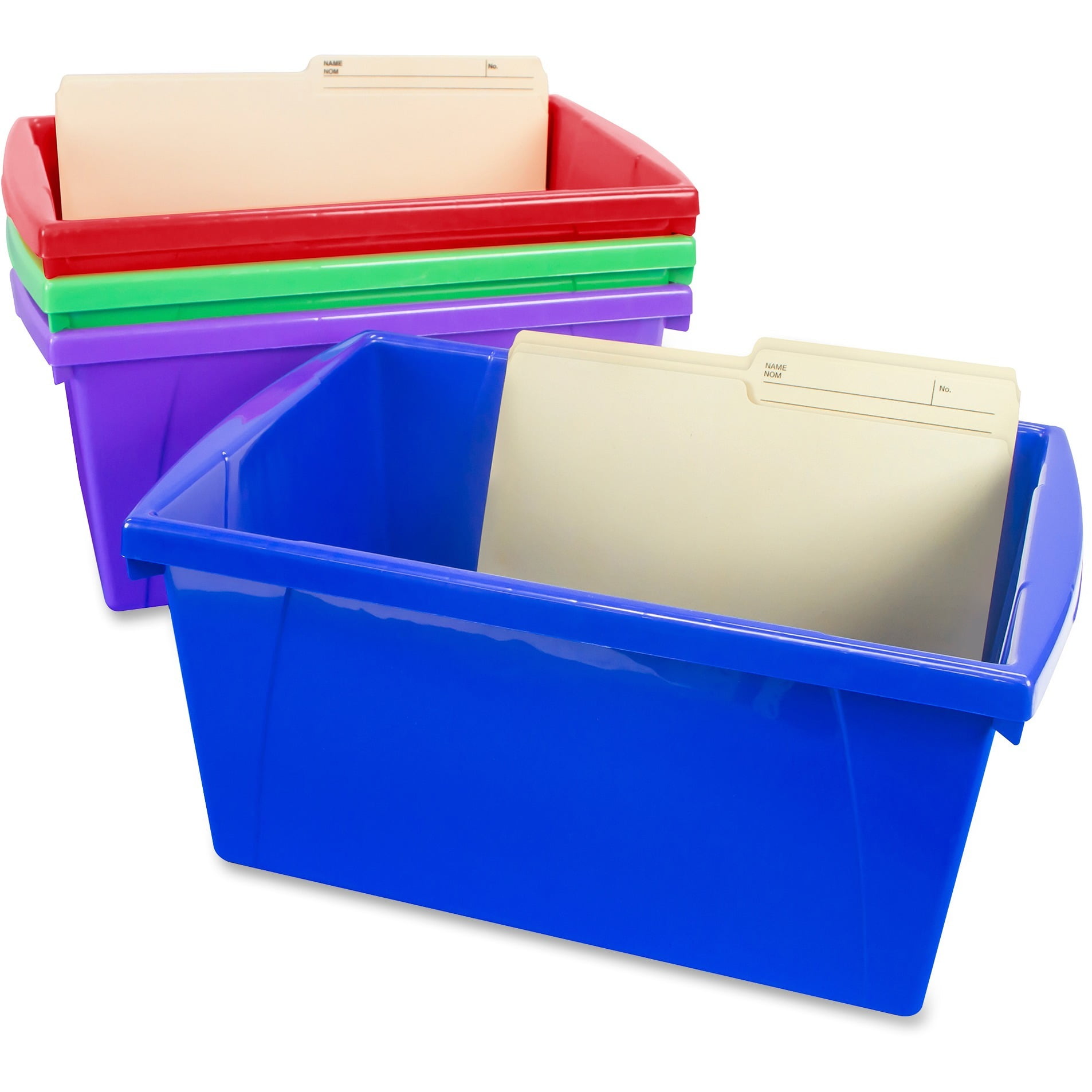 Storex, STX61475U03C, 4 Piece Medium Storage Bin, 4 / Set, Assorted ...