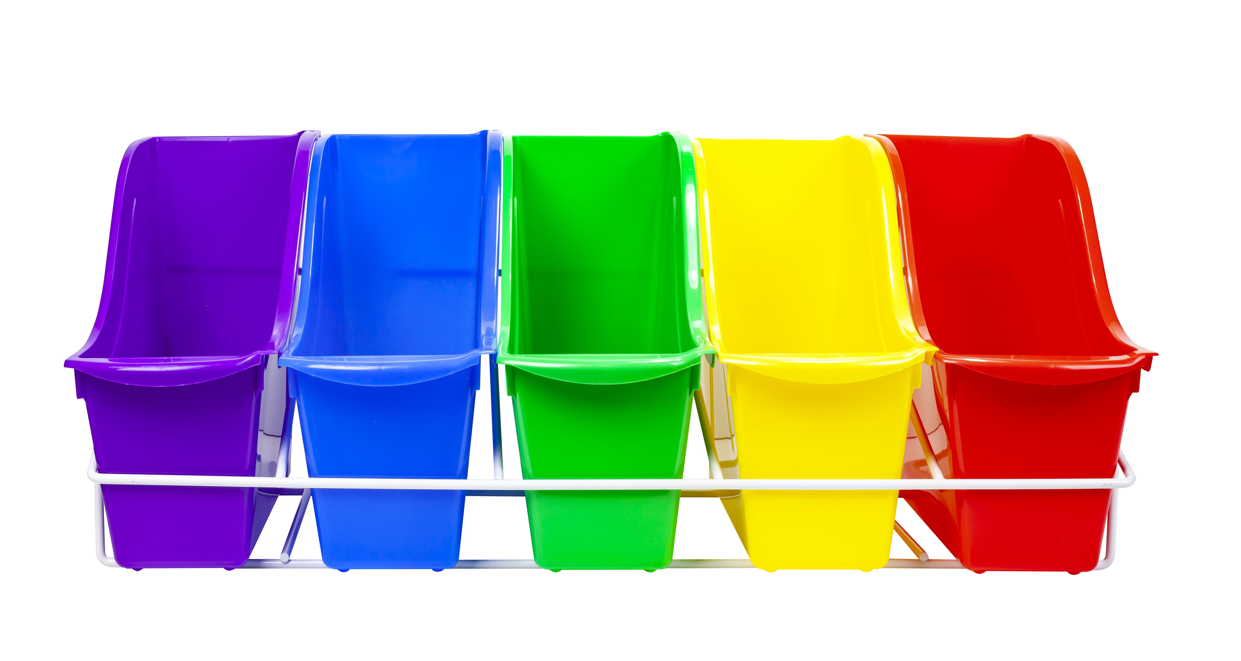 Storex Set of 5 Small Plastic Book Bins with Wall Mount, Assorted ...