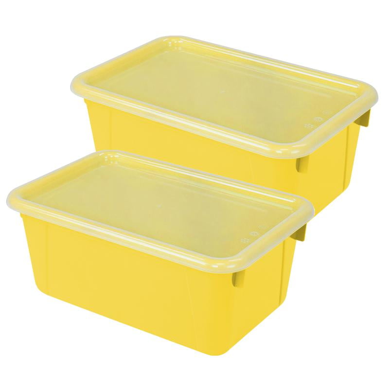 Storex Small Cubby Bin, with Cover, Classroom Yellow, Pack of 2 ...