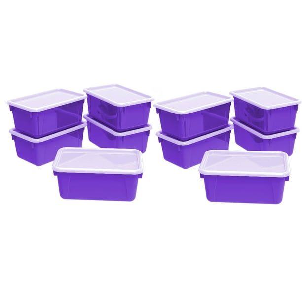 Storex Small Cubby Bin with Cover, Plastic Storage Container Fits ...