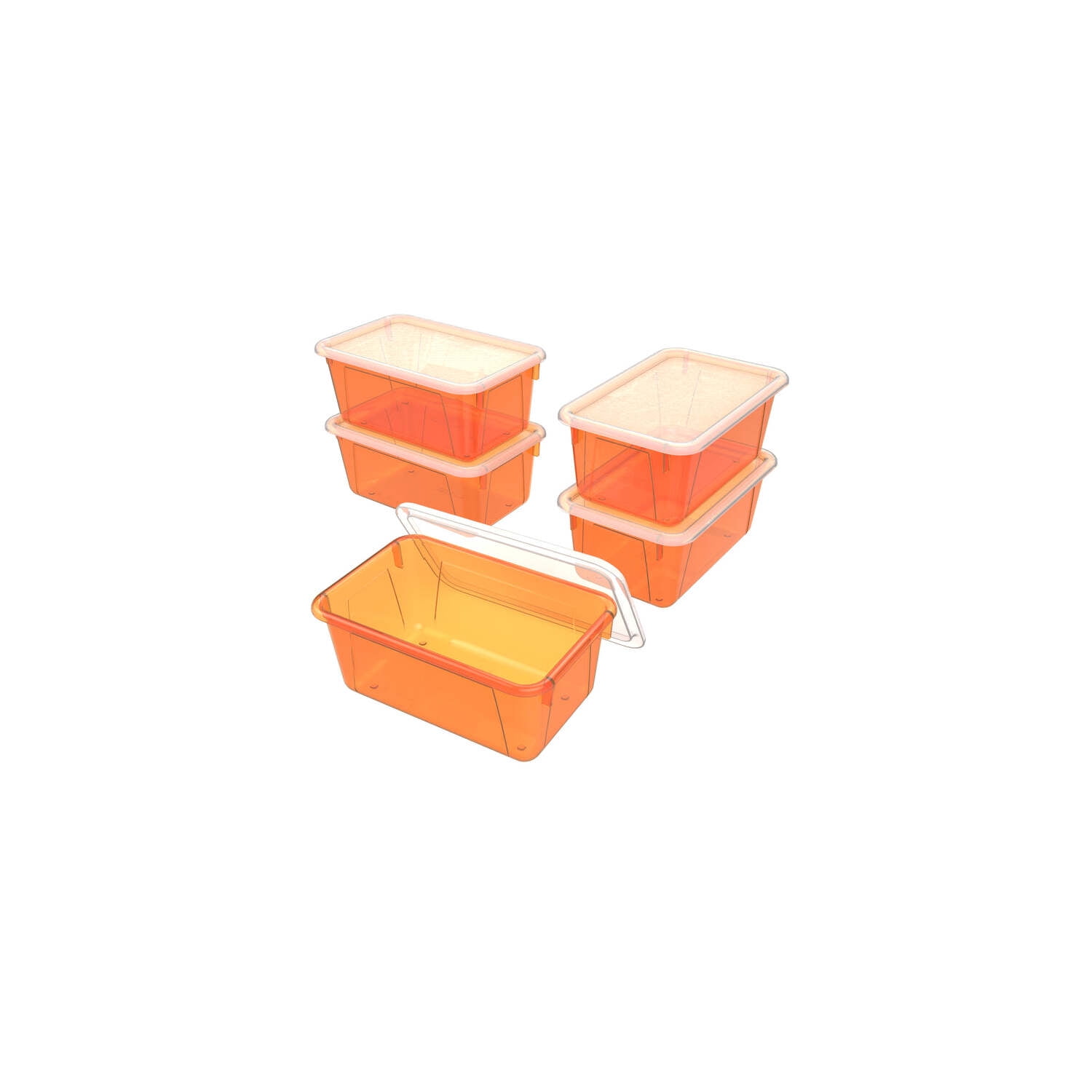 Storex Small Cubby Bin with Cover, Tint Orange, 5-Pack - Walmart.com