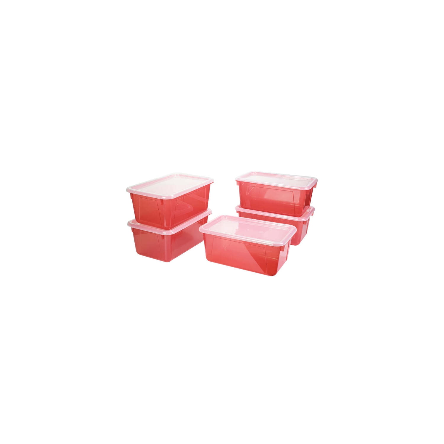 Storex Small Cubby Bin with Cover, Tint Red, 5-Pack - Walmart.com