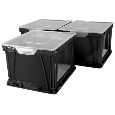 Storex Tote Clear Storage Box with Lid for Paper Document File, Legal ...