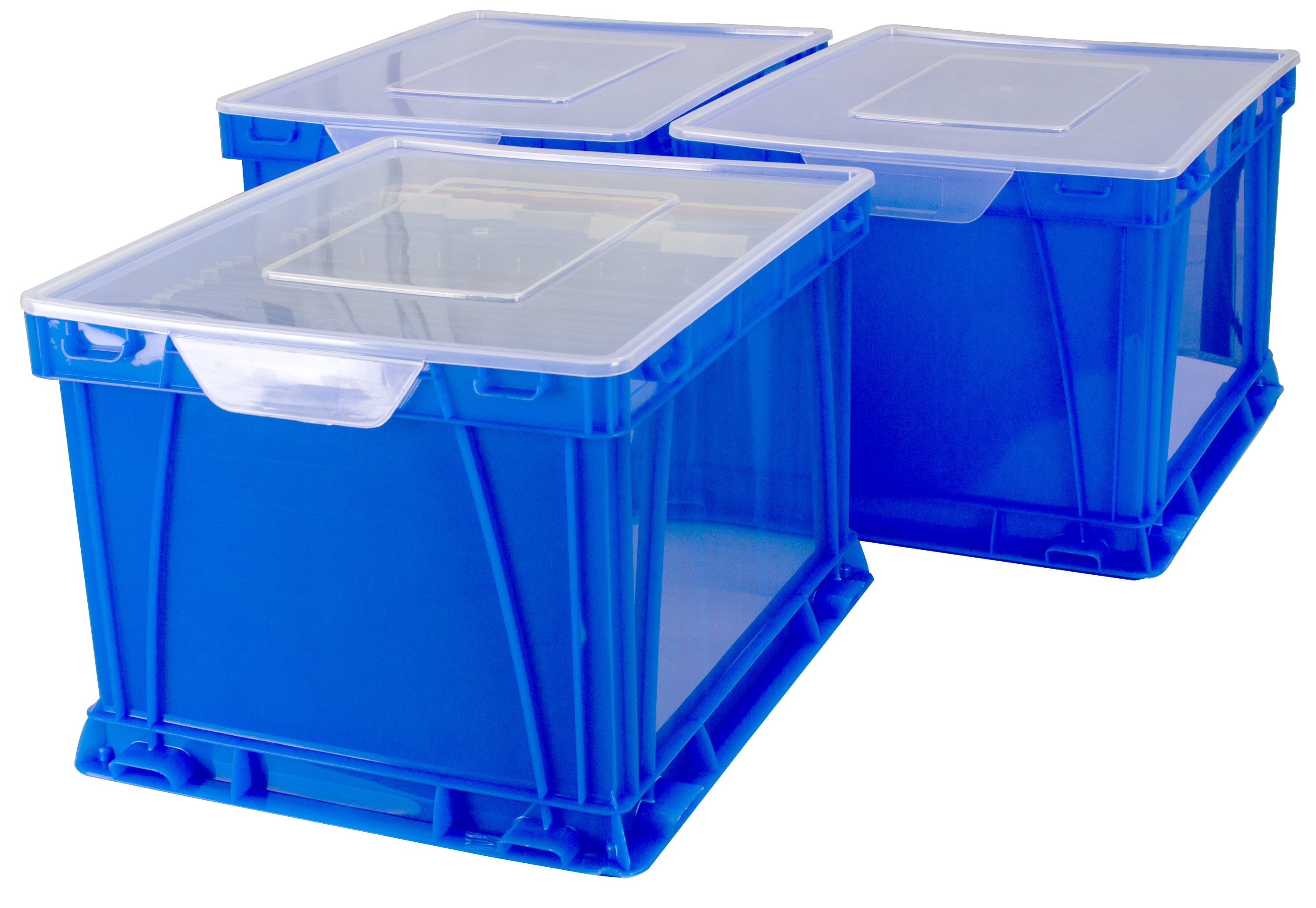 Storex Storage Cube, Letter / Legal Portable File Box, Blue, 3-Pack ...