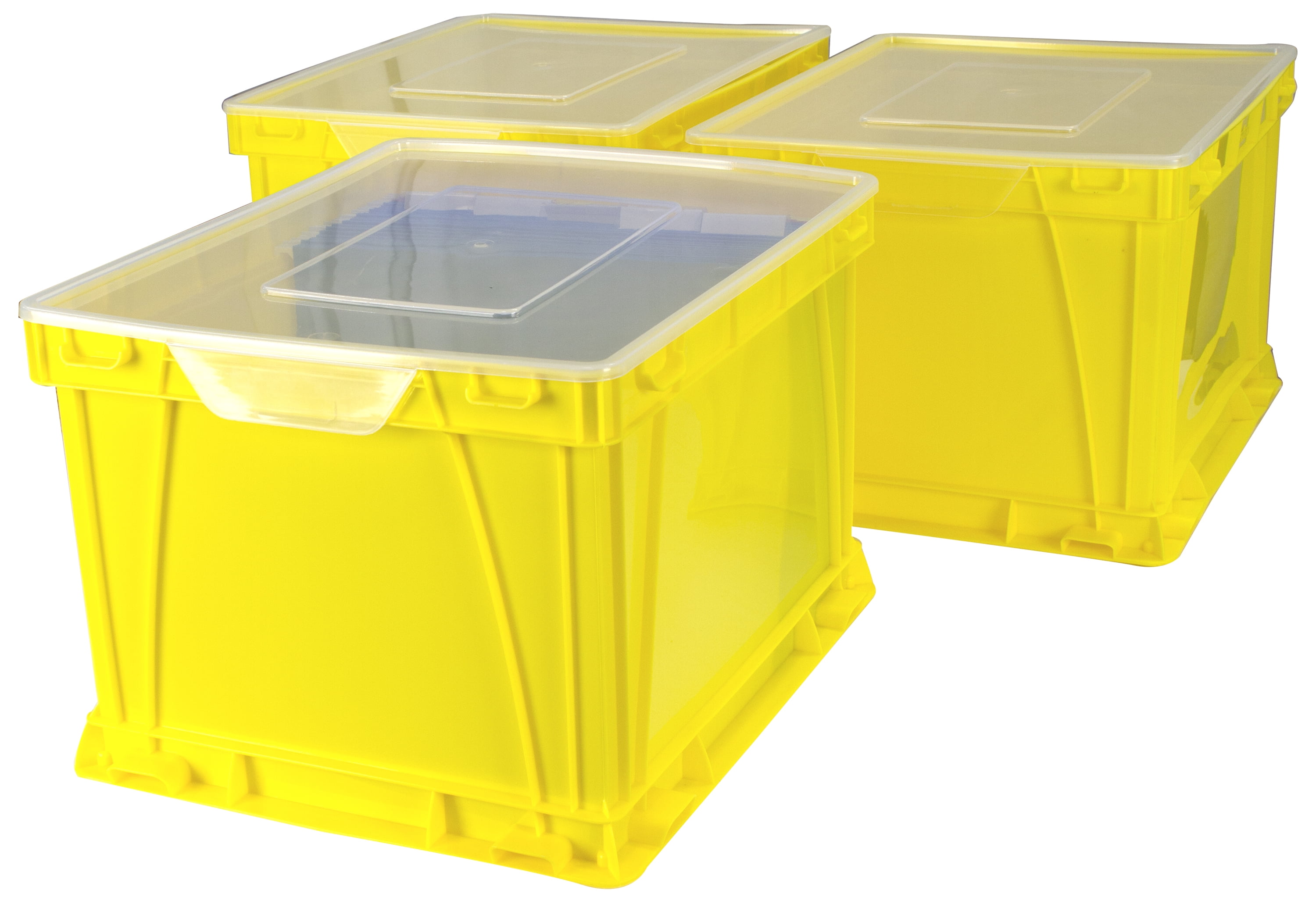 Storex Storage Cube, Letter / Legal Portable File Box, Yellow, 3-Pack ...