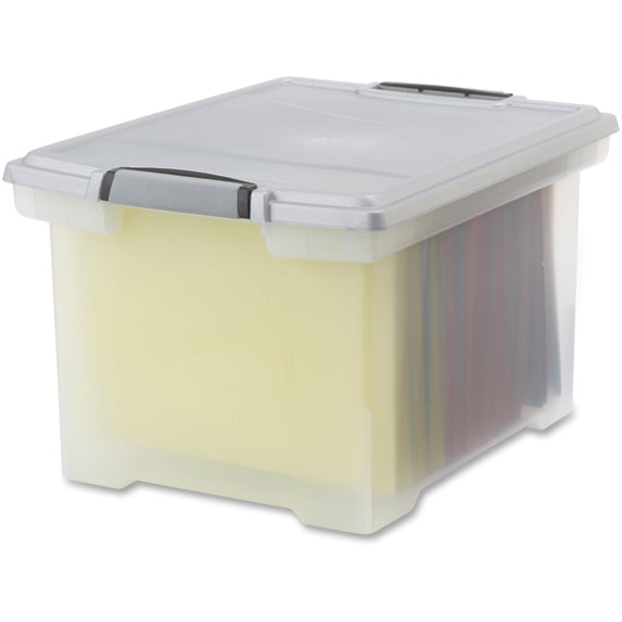 Storex Tote Clear Storage Box with Lid for Paper Document File, Legal ...