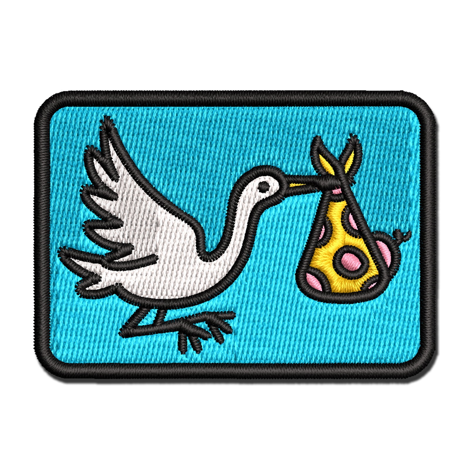 Stork Carrying a Baby Shower Pregnancy Applique Multi-Color Embroidered ...