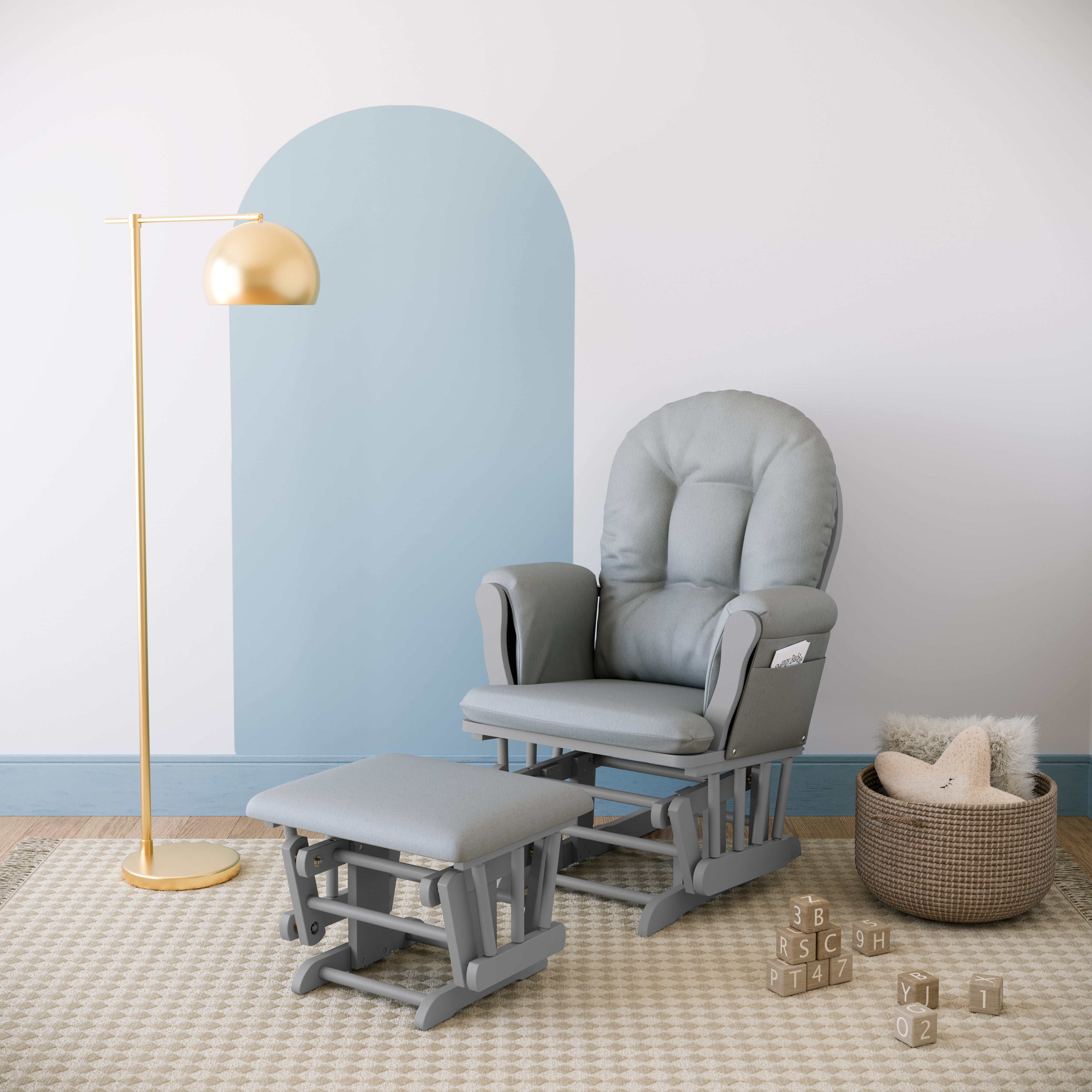 Storkcraft Hoop Infant Nursery Glider and Ottoman, Pebble Gray with ...