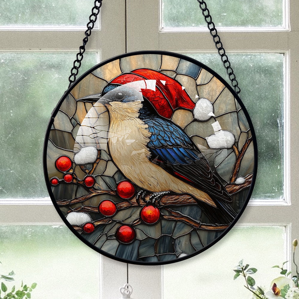 Stork Ornament Christmas 2025, Stork Stained Glass Hanging Window ...