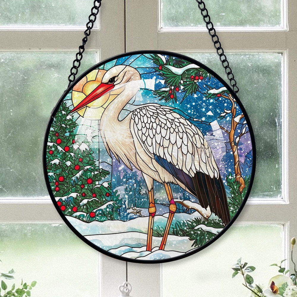 Stork Ornament Christmas 2025, StorkStained Glass Window Art – Light ...