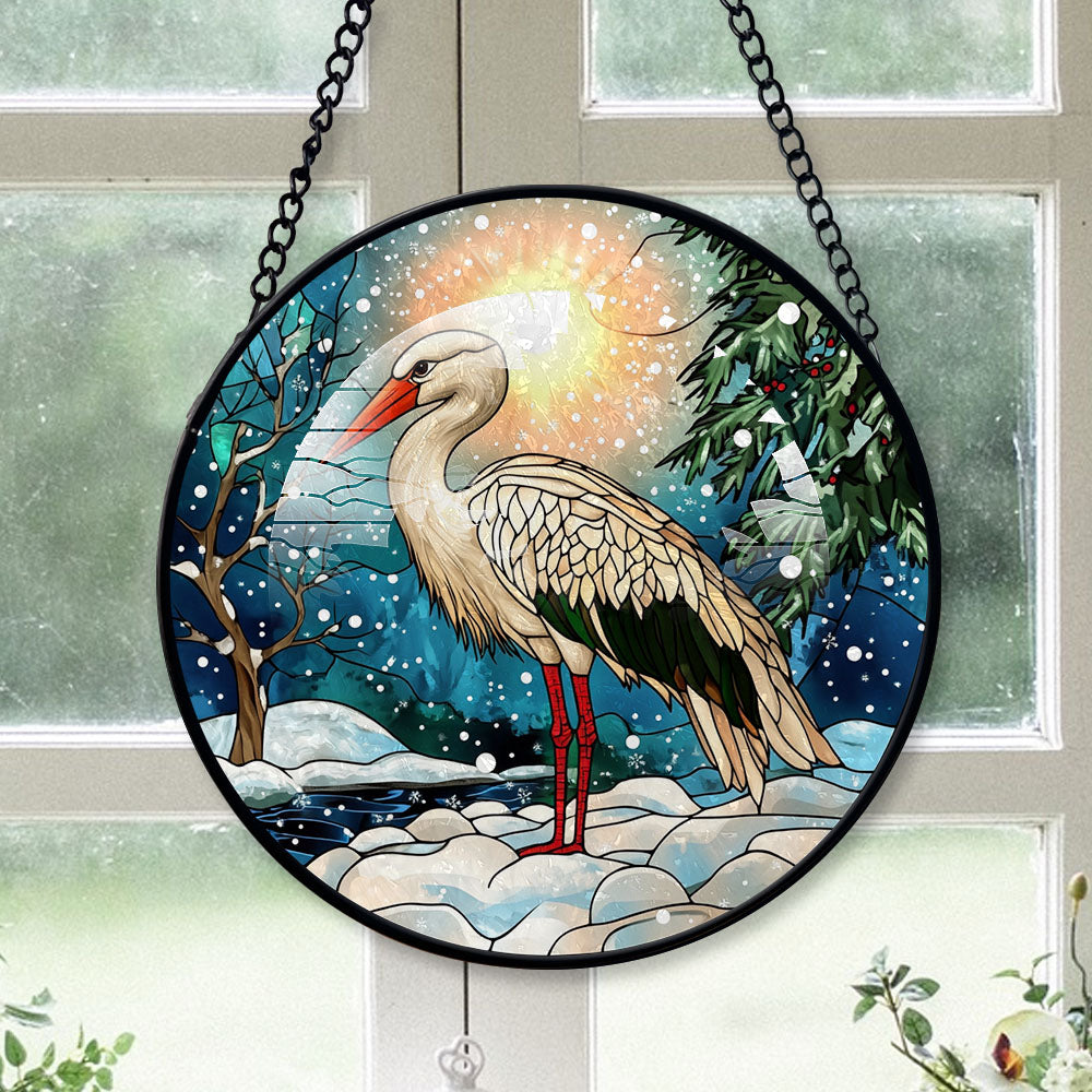 Stork Ornament Christmas 2025, StorkStained Glass Window Hanging ...