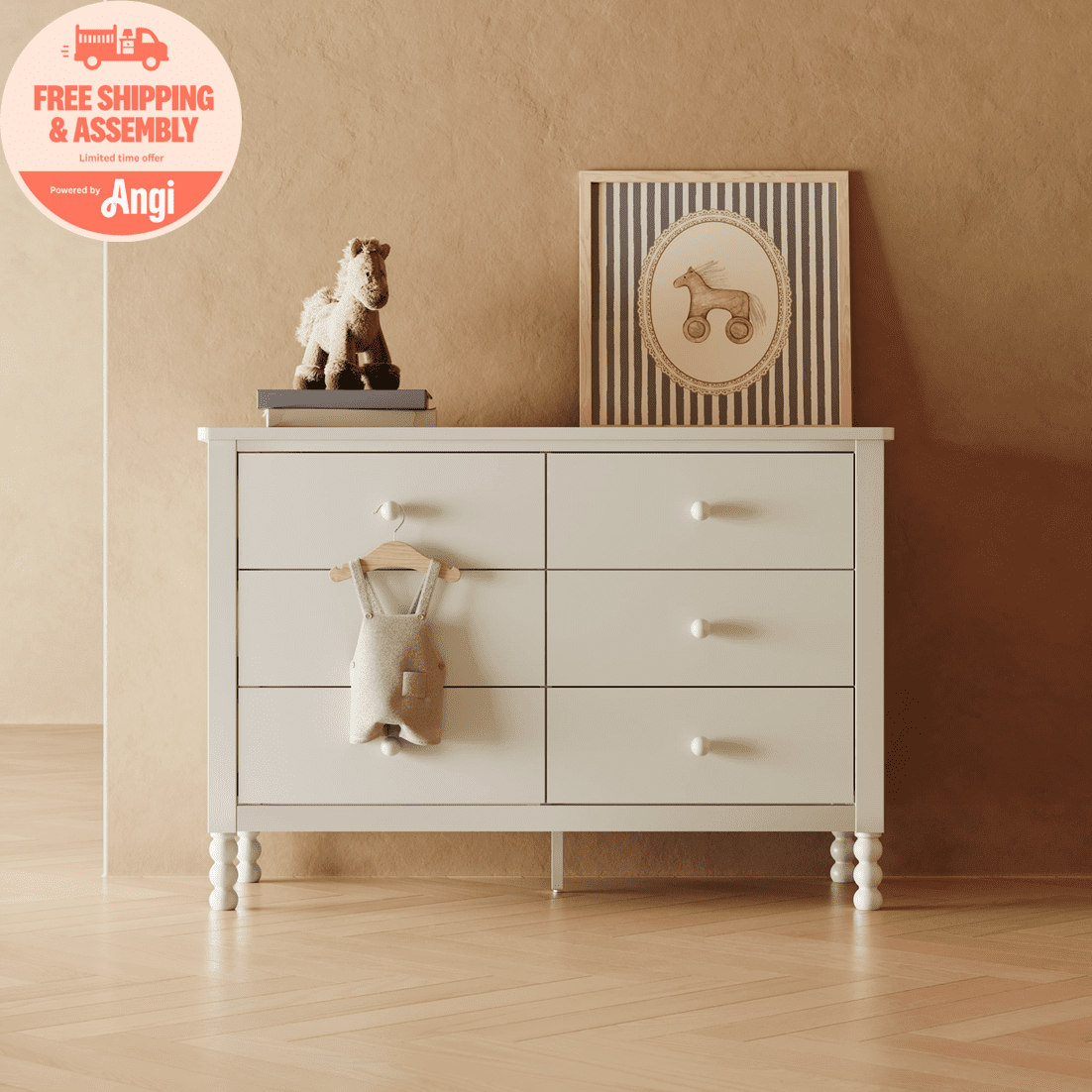 Art of Nursery by Storkcraft Rio 6 Drawer Nursery Dresser, Frosted Oat ...