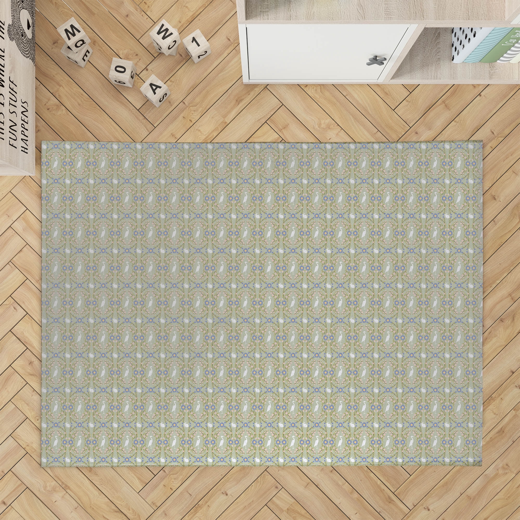 Storks & Bunnies Green Area Rug - Walmart.com