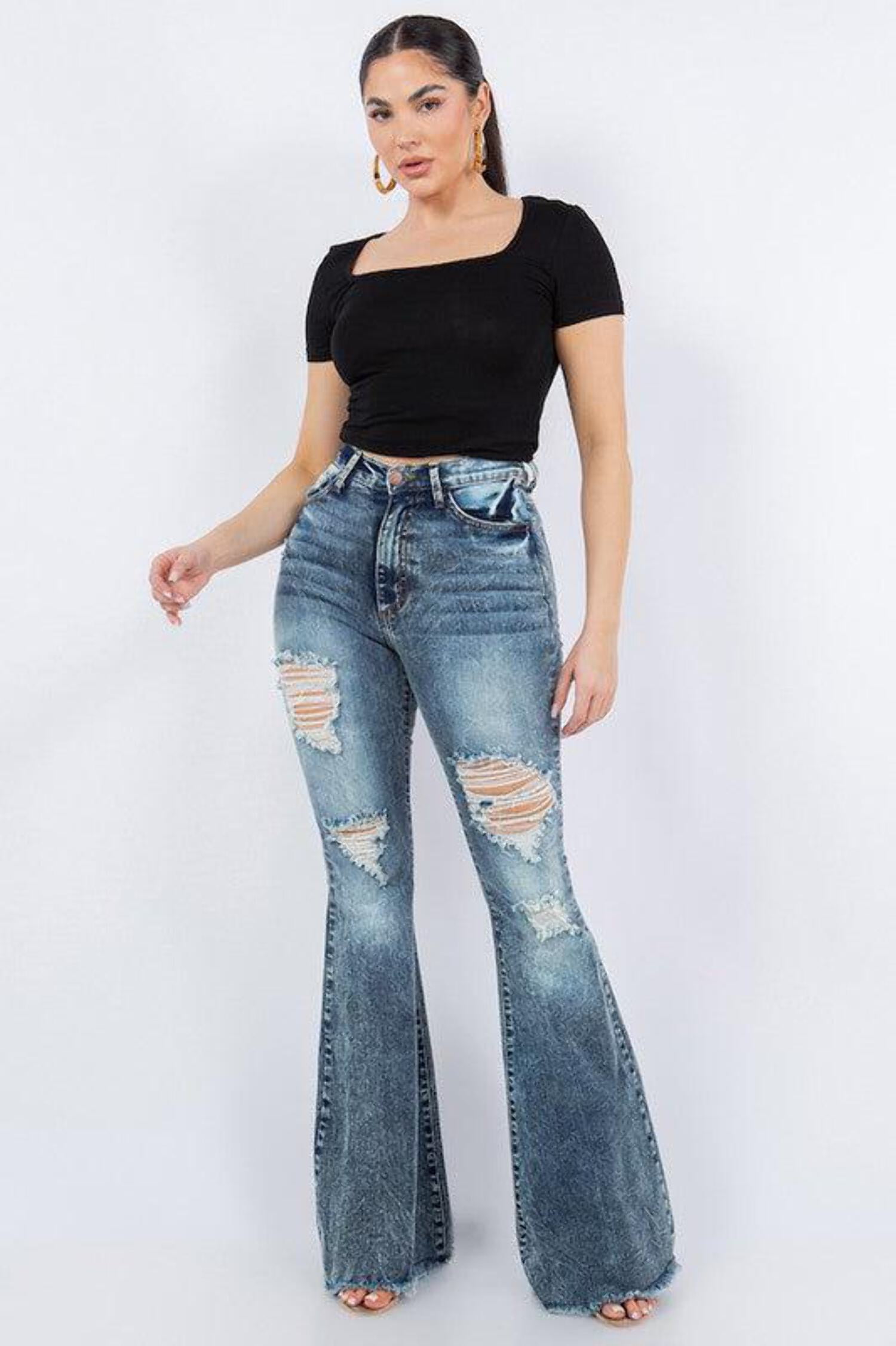 Storm Bell Bottom Jean in Stone Wash - Walmart.com