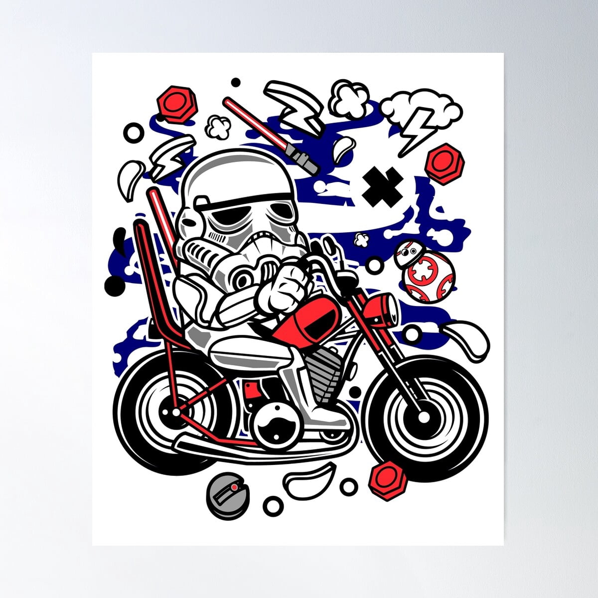 Storm Biker Trooper Chibi Art Style Poster Wall Art, Modern Wall Decor ...