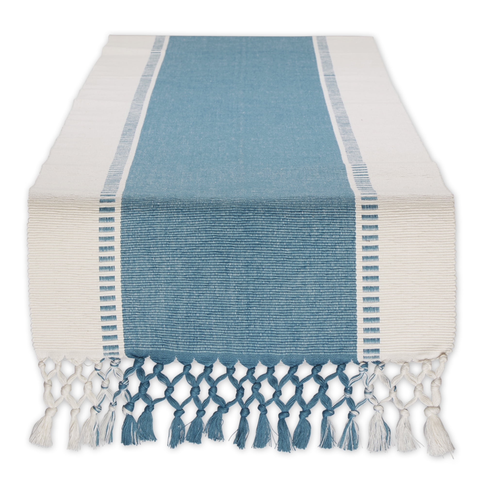 Storm Blue Dobby Stripe Ribbed Table Runner 13x108 - Walmart.com