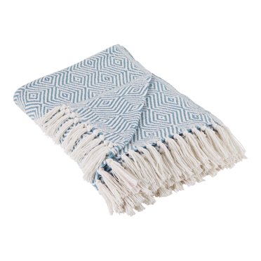 SAFAVIEH Nicola Metallic Geometric Throw, 70" x 50", White/ Blue ...